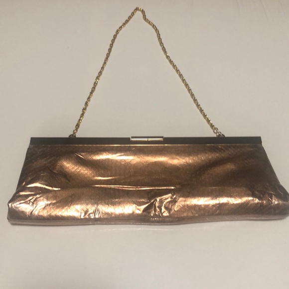 Kate Landry | Bags | Kate Landry Small Rectangular Shiny Bronze Handbag ...